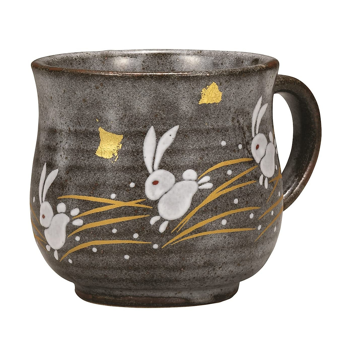 《Kutani yaki (ware) 》Japanese Mug Jumping Rabbit