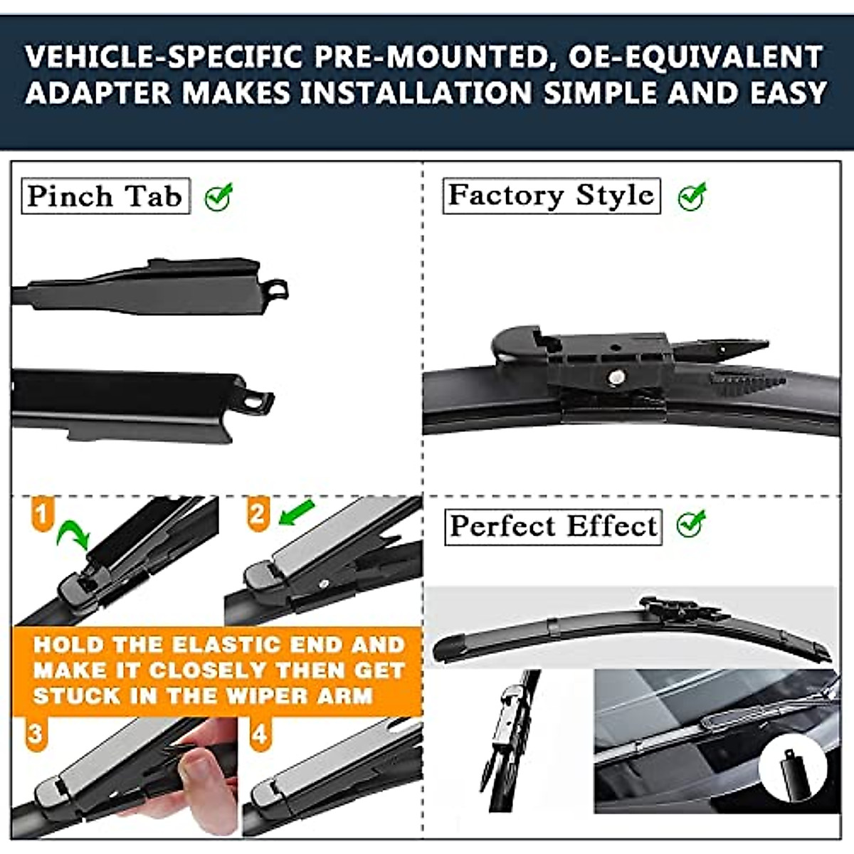 AUTOBOO 28"+28" Windshield Wipers with 15 Inch Rear Wiper Blade Replacement for Ford edge 2015 2016 2017 2018 2019 2020 2021-Original Factory Quality (Pack of 3)