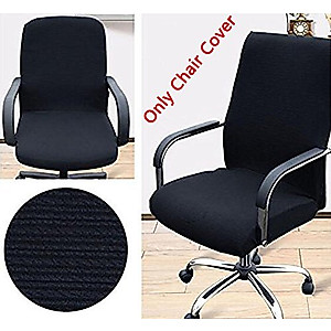 Trycooling Modern Simplism Style Chair Covers Cotton Office Computer Stretchable Rotating Chair Cover (Medium, Black)