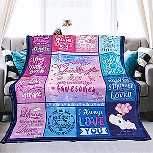 Sulpoie Granddaughter Gifts from Grandma, Granddaughter Blanket, Gifts for Granddaughter from Grandparents, Granddaughter Birthday Graduation for Granddaughter Throw Blanket 60"x50"