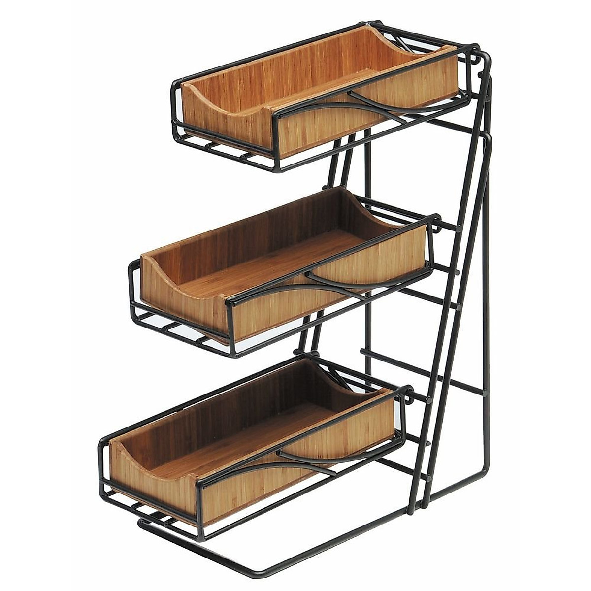 Cal-Mil 1235-60 Black Frame Bamboo Flatware/Condiment Display