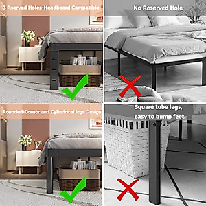 FDLOGW King Bed Frame, 16 Inch Metal Platform King Size Bed Frames with Round-Corner Leg, Heavy Duty Steel Slat Mattress Foundation, Easy Assembly, Noise-Free, No Box Spring Needed