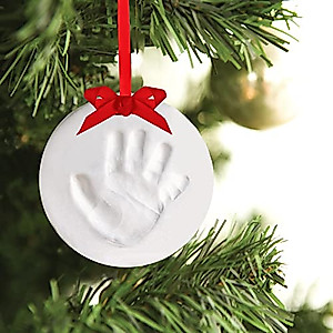 Tiny Ideas Baby's Handprint or Footprint Christmas Ornament, Easy No-Bake Keepsake Kit, Creative Holiday Gift for New and Expecting Parents, Clay
