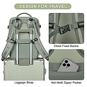 coofay Travel Backpack For Women Men Airline Approved Carry On Backpack Flight Approved Waterproof Sports Luggage Backpack Casual Daypack Small Hiking Backpack Grey Green