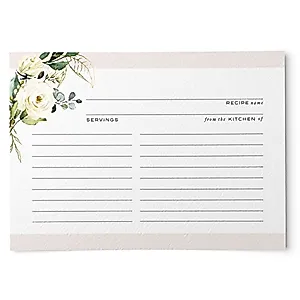 50 Floral Recipe Cards with Gold Foil from Dashleigh, 4x6 inches, Double-Sided