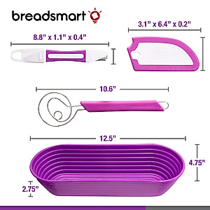 Breadsmart Artisan Bread Making Kit - 5PC Sourdough Bread Baking Supplies Set - Lame, Scraper, Whisk, Banneton Bread Proofing Basket & Cotton Liner