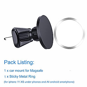 ZANEDY Compatibility with MagSafe Car Mount Car Vent Mount for MagSafe Cases and iPhone 14, 14 Pro Max, 14 Pro, 14 Plus, iPhone 13, 13 Pro, 13 Pro Max, 13 Mini, 12, 12 Pro Max, 12 Pro(1 Pack)