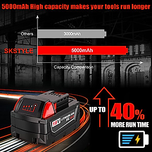 S SKSTYLE 5.0Ah Battery for Milwaukee M18 48-11-1850 2 Pack Lithium-Ion 18V Battery 48-11-1852