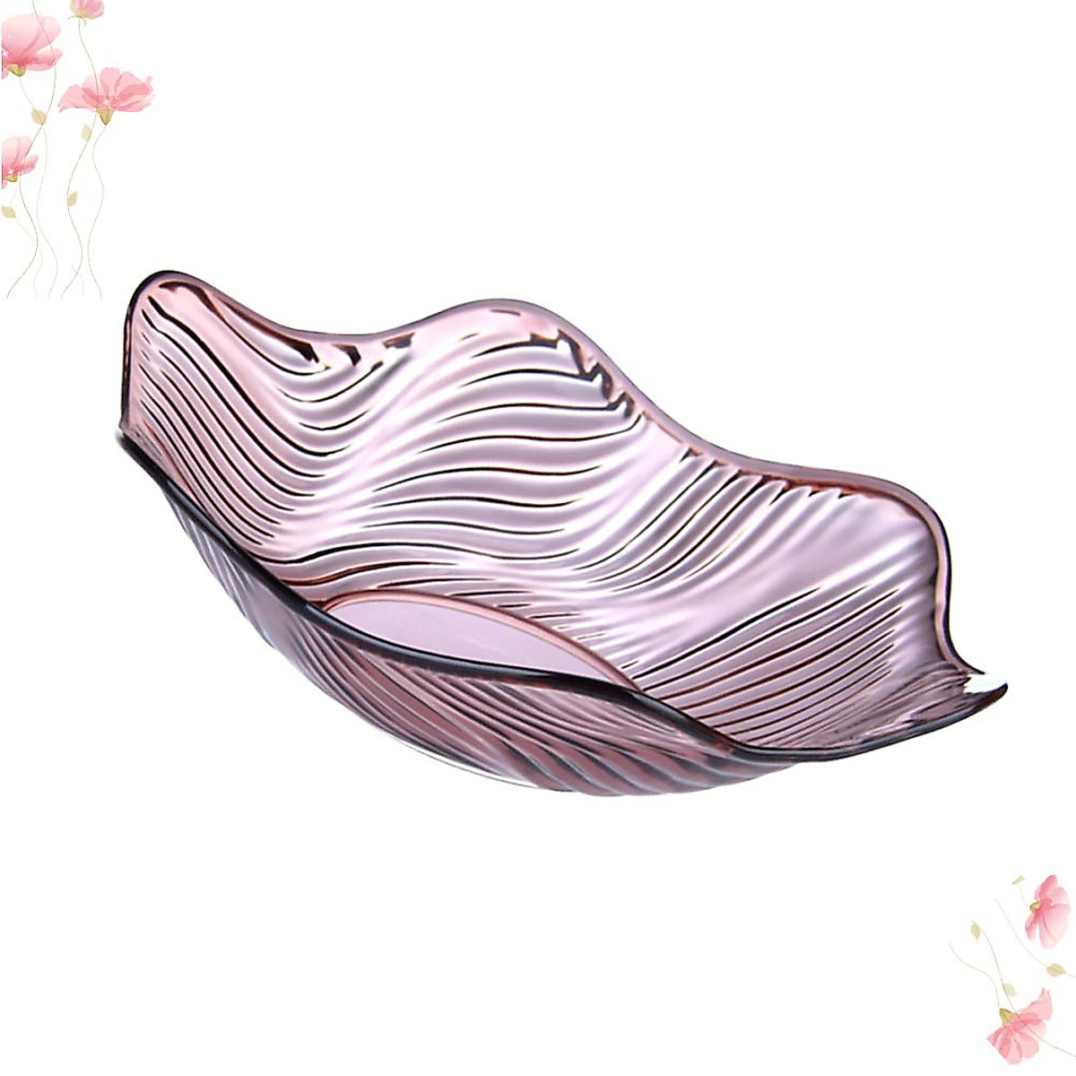 DOITOOL Salad Bowl for Lunch Plastic Crystal Fruit Plate Flower Design Snack Nut Dish Wave Edge Candy Holder Salad Bowl for Home (Purple)