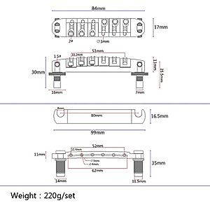 Roller Saddle Tune-o-matic Bridge Tailpiece with Studs Set Fit for ABR-1 Bridge Style Gibson Les Paul LP Electric Guitar Replacement, Chrome
