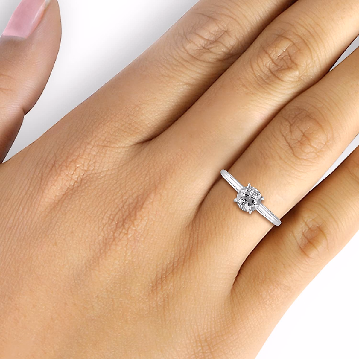 JEWELEXCESS 0.90 CTW White Topaz Ring in Sterling Silver