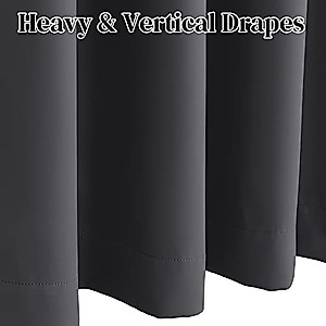 Rose Home Fashion RHF Wide Thermal Blackout Patio Door Curtain Panel, Sliding Door Insulated Curtains,Extra Wide Curtains:100W by 84L Inches-Grey 100W by 84L Inches-Dark Grey (bl-10084-DarkGrey)