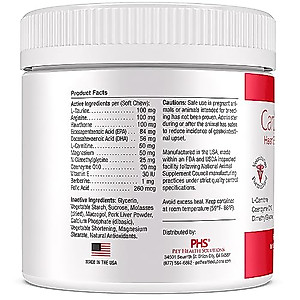 CardioMAX Heart Support Supplement for Dogs - L-Taurine, L-Carnitine, EPA and DHA, Coenzyme Q10 - Aids Circulatory Strength, Cardiovascular Support, Heart Muscle Function - Made in USA - 60 Soft Chews