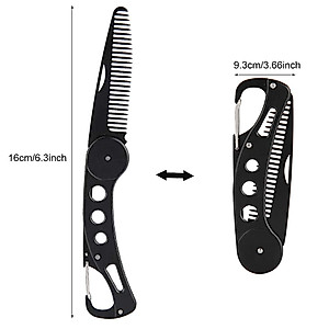 Stainless Steel Beard Comb, Portable Foldable Beard Comb, Men Beard Mustache Styling Hair Combs Antistatic Mustache Comb Perfect for Wallet and Pocket