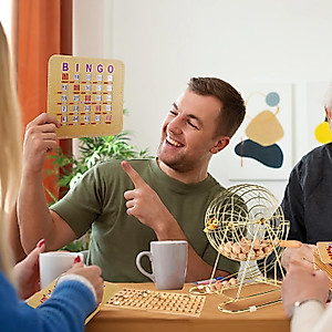 GSE Games & Sports Expert Deluxe Bingo Game Set with Large Brass Bingo Cage, 10 Shutter Slide Bingo Cards, Bingo Master Board, 7/8" Calling Balls for Large Groups, Parties, Bingo Hall, Game Night