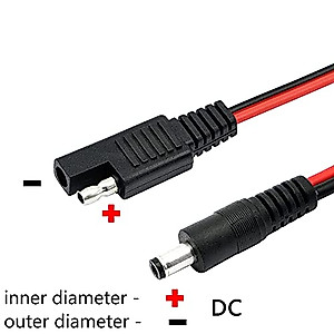 CERRXIAN 40cm 14AWG DC 5.5mm x 2.1mm to SAE 2 Pin Quick Disconnect Wire Harness Extension Cable with 10A Fuse for Portable Powers, Motorcycle Solar Panel Charger