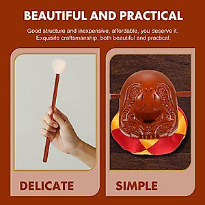 ERINGOGO Mokugyo with Mallet and Mat, Wooden Fish Camphorwood Temple Block, Zen Drum Meditation Percussion Instrument