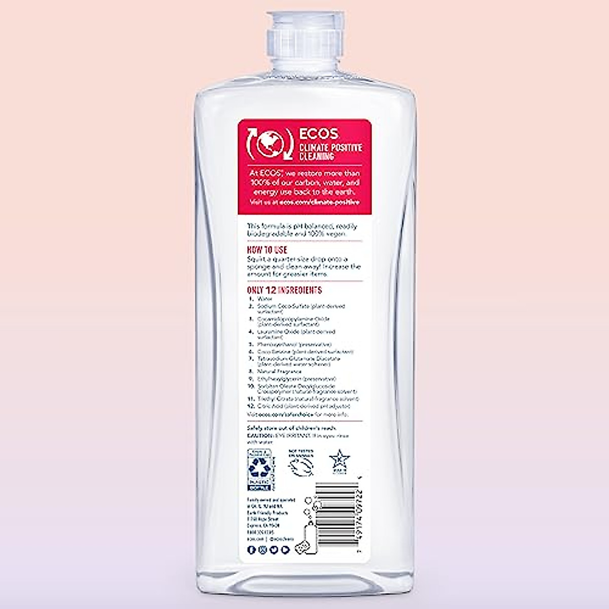 ECOS Grapefruit Dish Soap - Cuts Grease & Food Residue, Hypoallergenic, Sustainable Liquid, 50 Ounces (Pack of 2)