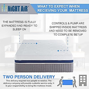 Night Air 12" Queen Size Smart Zone Bed, Includes Head-Up Adjustable Power Base, 6 Adjustable Sleep Comfort Zones, Separate Lumbar Control, Cooling Gel Latex Foam, Mattress Frame NOT Included