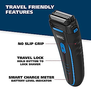 Wahl Groomsman Electric Shaver Rechargeable Wet/Dry Waterproof Electric Razor for Cordless Men's Shaving & Grooming - Lithium Ion with Long Run Time & Quick Charge – Model 7063