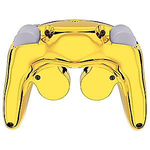 eXtremeRate Chrome Gold Glossy Faceplate Backplate for Nintendo Gamecube Controller, Replacement Housing Shell Cover with Buttons for Nintendo Gamecube Controller NGC - Controller NOT Included