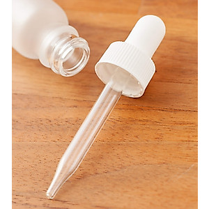 JUVITUS 0.5 oz / 15 ml Frosted Clear Glass Thick Wall Boston Round Bottle with White Dropper (24 Pack) + Funnel