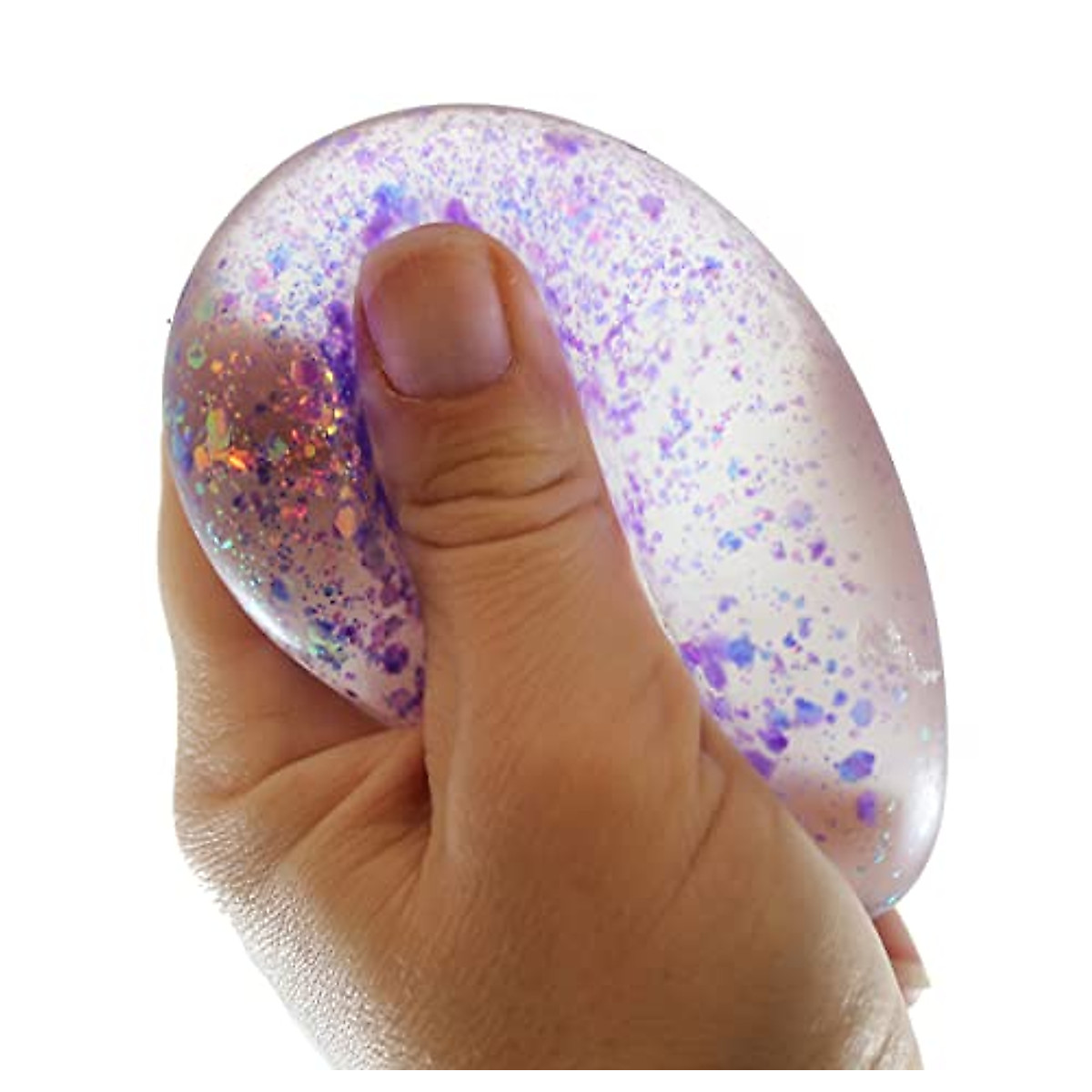 Set of 5 Sugar Balls - Galaxy/Glitter/Swirl/Rainbow/Solid - Thick Glue/Gel Stretch Ball - Ultra Squishy and Moldable Slow Rise Relaxing Sensory Fidget Stress Toy (Random Colors)