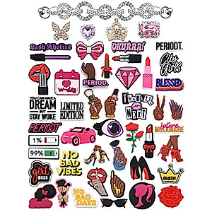 UNN 50 Pcs Pink Cartoon Shoe Charms Makeup Girl Decorations Bling Butterfly Bracelet Accessories Rhinestone Metal Chain Charm 50pcs-5