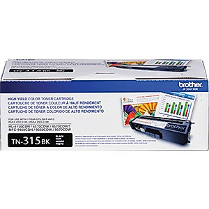 Brother Genuine TN315BK, TN310C, TN310M, TN310Y High Yield Color Laser Black and Standard Yield Cyan, Magenta and Yellow Toner Cartridge Set