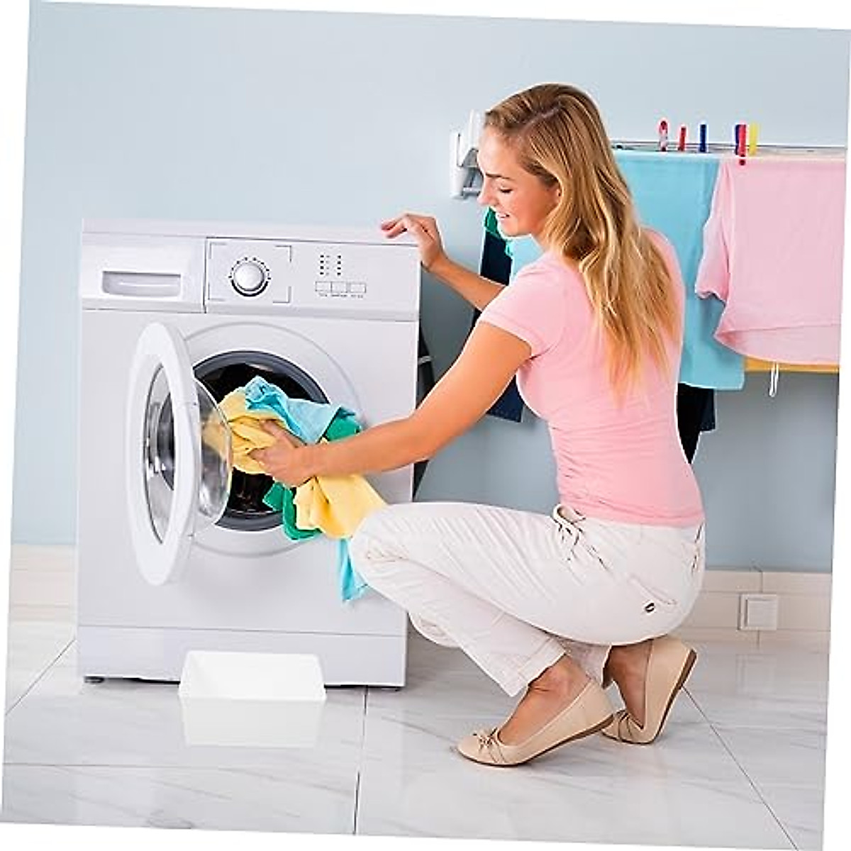 SOESFOUFU Box Sheet laundry storage box scent beads container Laundry Beads Container storage container laundry powder bin Large Capacity Bucket drawer plastic white washing powder