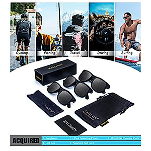 KALIYADI Sunglasses Men Polarized Sun glasses for Mens Womens Classic Matte Black Frame UV Protection 3pack(Grey/Grey/Grey)