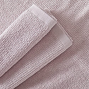 NY Loft 100% Cotton Quick Dry Towel Set | Textured Bathroom Towels | Highly Absorbent and Durable Towel Set | Greenwich Collection (6 Piece Towel Set, Lilac Snow)