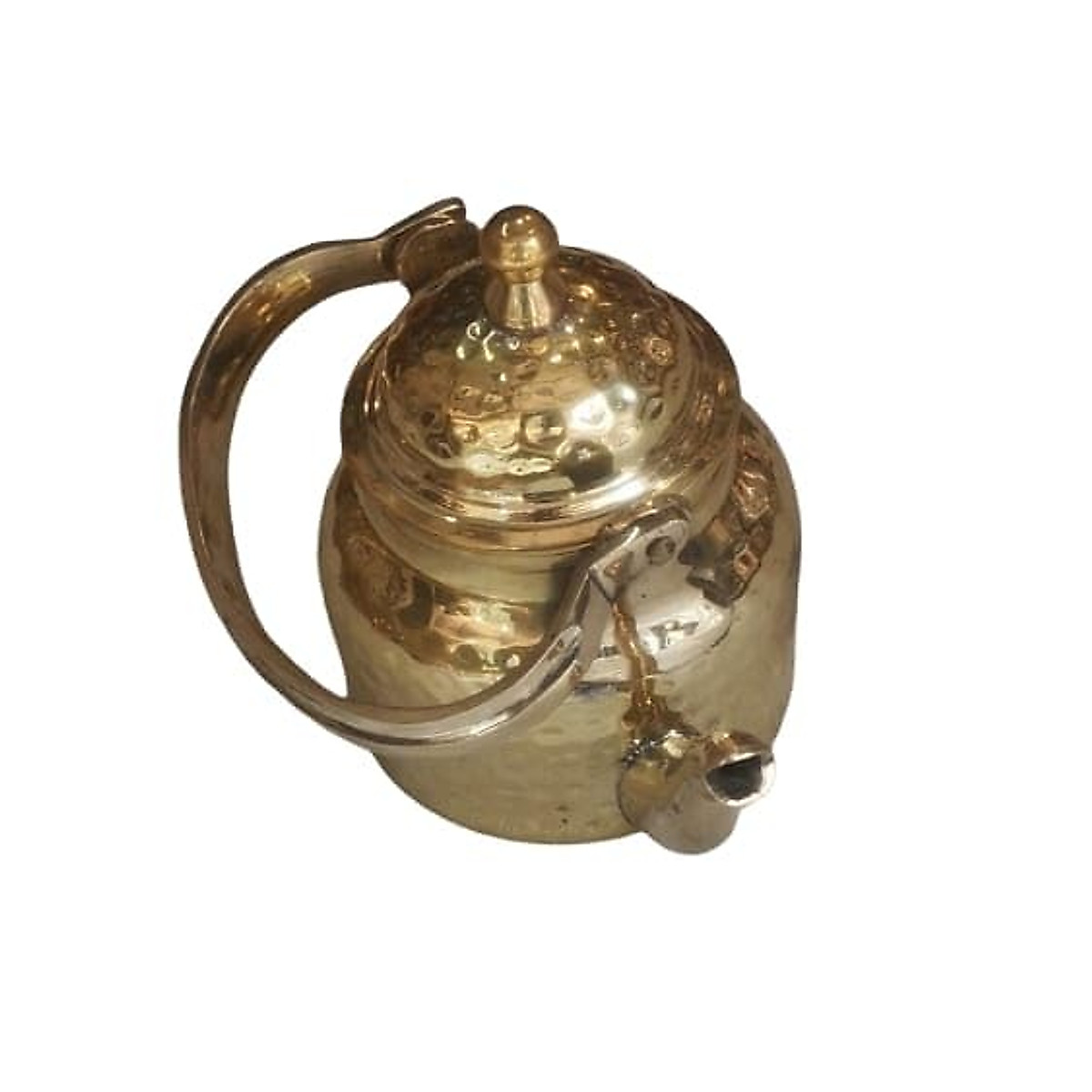 Handmade Pure Brass Hammered Tea Kettle Teapot, Cooking & Serving Pot, Coffee KettleBrass Dining Set, Christmas Gift,Capacity - 350 ML(6" inches) 100% Pure Brass, By TSSI Handicraft