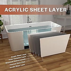 Empava 67" Bathtub Acrylic SPA Tub by Empava – Back to Wall Bathtubs with Custom Contemporary Design, White,