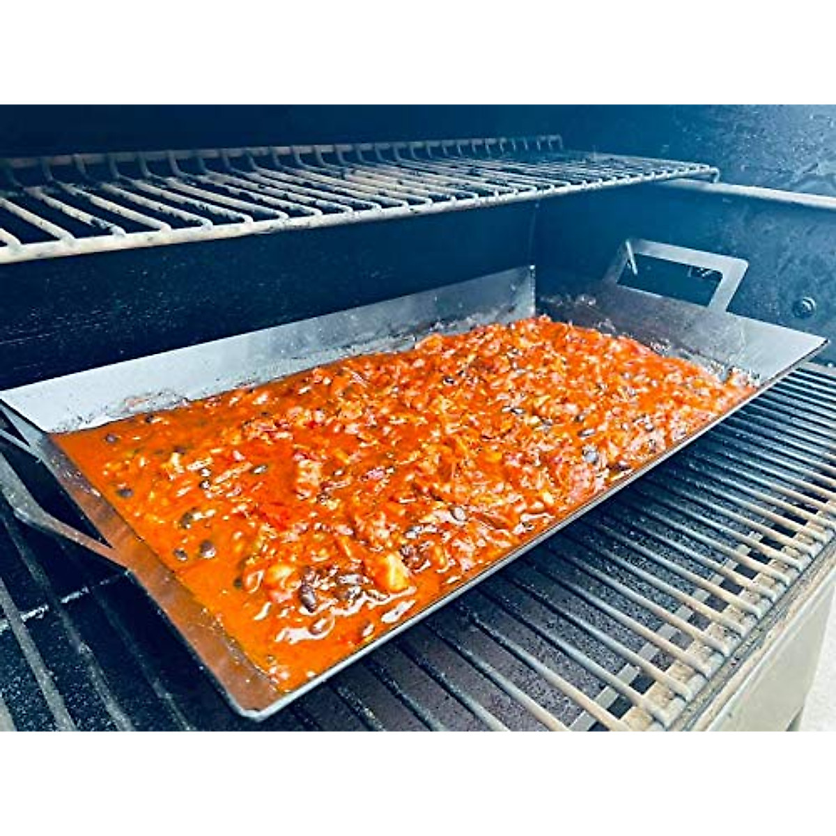 BBQ Hack Skillet Hack,Nonstick Carbon Steel Skillet,Stovetop,Oven,Grill, and Campfire Griddle, Stir Fry,Meats,Breakfast and More,The Perfect Camping Cookware Tool (12" Deep X 21" Wide Skillet Hack)