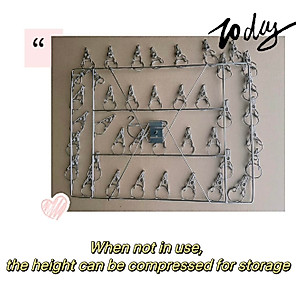 TVRTFQ 2 Pack Stainless Steel Sock Drying Rack with 80 Clips,360° Rotatable Windproof Hook Clothes Hanger Rack for Sock,Bras,Underwear,Baby Clothes,Hat,Scarf,Pants,Gloves,Towel and Laundry Accessories