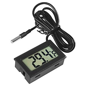 Alinan 6pcs Embedded Digital LCD Thermometer Temperature Monitor with External Probe for Fridge Freezer Refrigerator Aquarium (Fahrenheit) Black 1 Meter