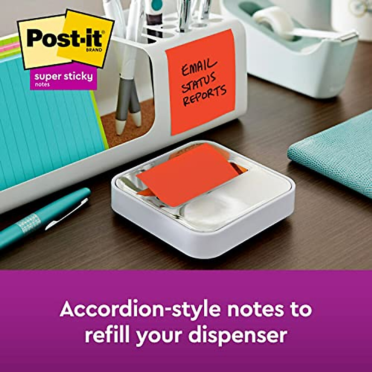 Post-it Super Sticky Pop-upNotes, 3x3 in, 6 Pads, 2x the Sticking Power, Playful Primaries, Primary Colors (Red, Yellow, Green, Blue, Purple), Recyclable (R330-6SSAN)
