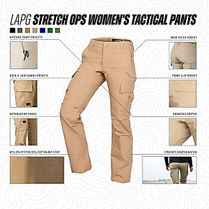 LAPG Women's Gear Stretch Tactical Pants, 7 Pocket Cargo Pants for Women, Durable Flex Ladies Work Pants for Outdoor & Hiking, Navy, 20 Regular