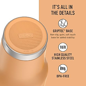 THERMOS Stainless Steel Cup Holder Mug - 40 Ounce, Melon - Insulated Tumbler with Lid and Straw, Plus Leak-Resistant Slide Lock