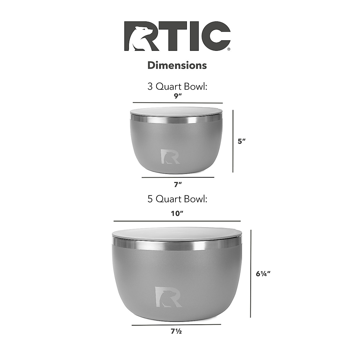 RTIC Anywhere Stainless Steel Bowl Set Of Two, Camping Bowls With Lids, Vacuum Insulated, Stackable Durable Outdoor Dinnerware, Non Slip, Dishwasher Safe, Dinner Outside, Campfires Travel, Graphite