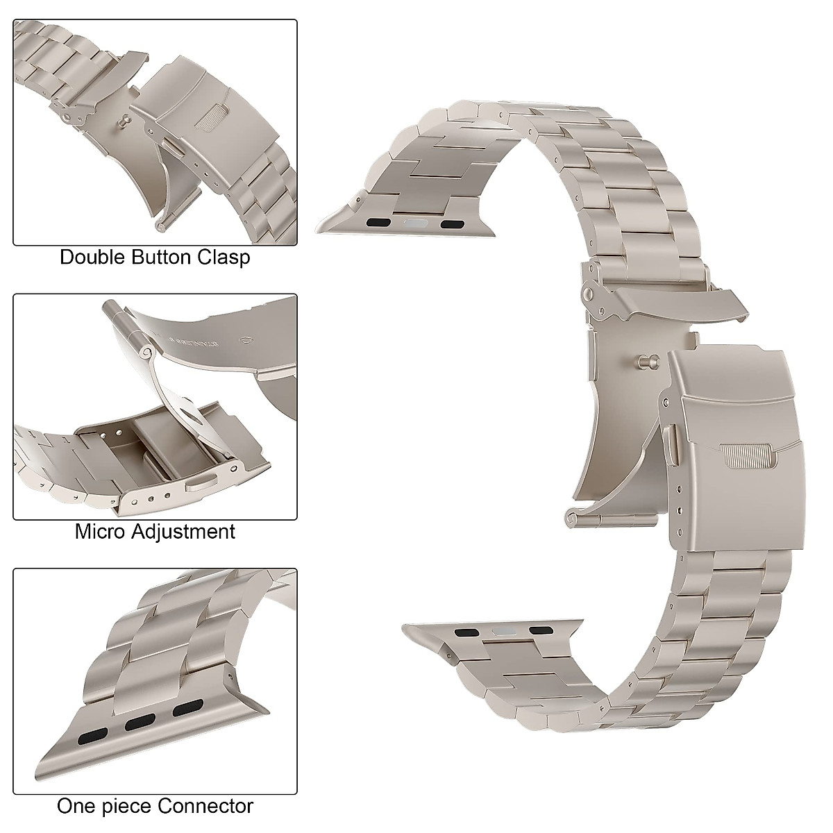 Wolait Ultra 2 Watch Band Compatible Apple Watch Ultra Band 49mm & Series 10 46mm,Genuine Titanium iWatch Bands with Button Clasp for Men,Natural Titanium