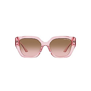 A|X ARMANI EXCHANGE Women's AX4125SU Universal Fit Rectangular Sunglasses, Shiny Transparent Pink/Pink Gradient Grey, 54 mm