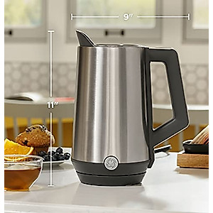 GE Electric Kettle | 6 Cup Capacity | Digital Temperature Control | Boils Water for Tea, Coffee in Minutes | Countertop Kitchen Essentials | 1500 Watts | Stainless Steel