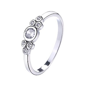 Amy & Annette Sterling Silver Round Ring with Crystals from Genuine - Great Gift Idea for Every Occasion - Size (7 / 21mm L x 2mm W)