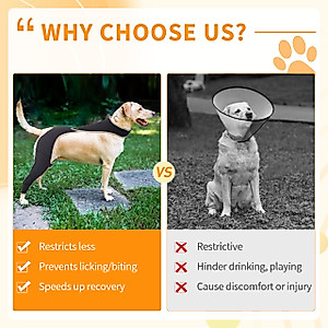 Furtent Dog Sleeve to Prevent Licking for Rear Leg, Professional Dog Recovery Clothing - Provides Wound Protections, Prevents Pet Wounds from Licking and Biting, Alternative to Cone Collars, L