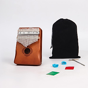 POKHDYE Kalimba thumb piano 17 key, portable mahogany Finger Piano gift, suitable for children and adult beginners, FDS2