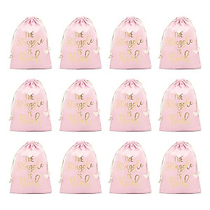 Sparkle and Bash Pink Drawstring Hangover Kit Gift Bags for Bachelorette Party Favors (5 x 7 In, 12 Pack)