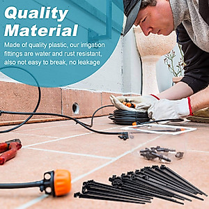 Irrigation Fittings Kit Drip Irrigation Connectors Include 80 Straight Barbs 60 Tees 20 Elbow 20 End Plug 20 4-Way Coupling and 100 Irrigation Support Stakes Hose Holder for 1/4 Inch Tubing 300 Piece