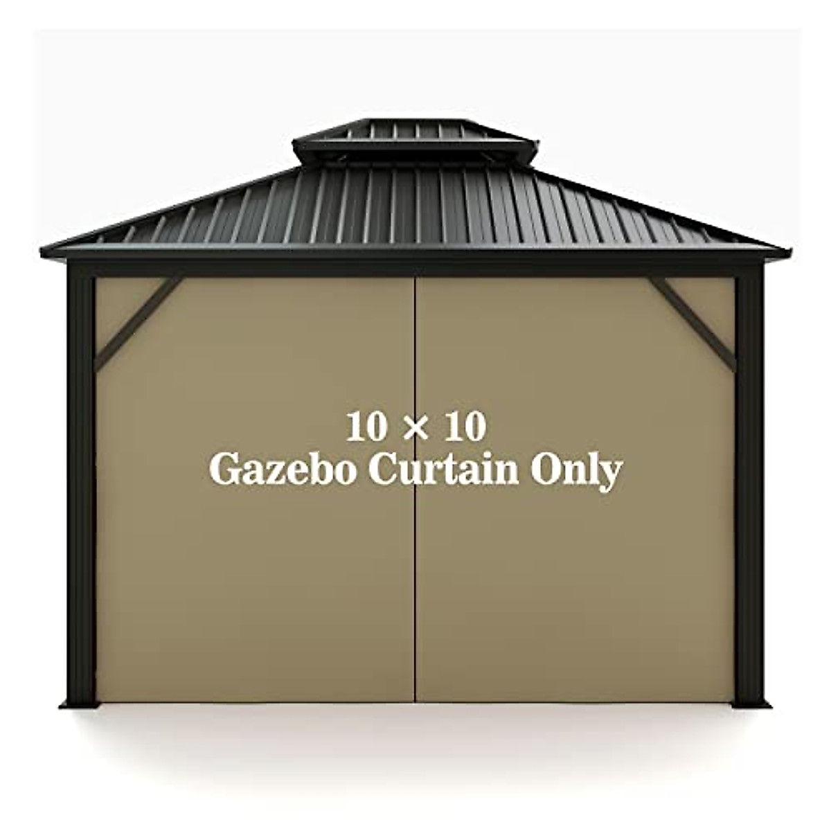 Gazebo Universal Replacement Privacy Curtain – Hugline 10' x 10' Gazebo Side Wall Outdoor Privacy Panel with Zipper (Khaki)
